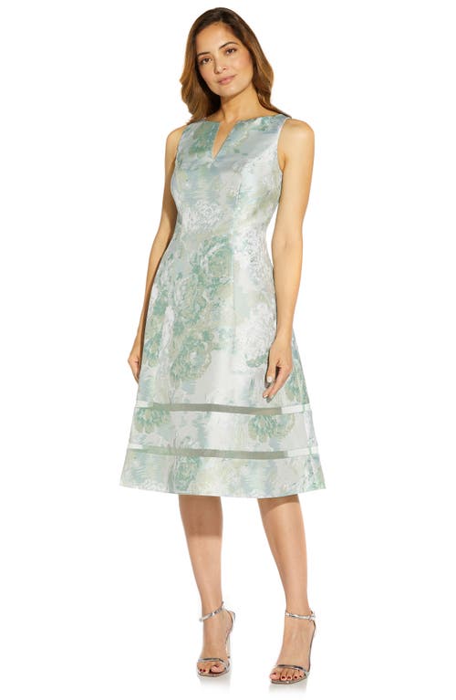 ADRIANNA PAPELL floral jacquard fit & flare dress
